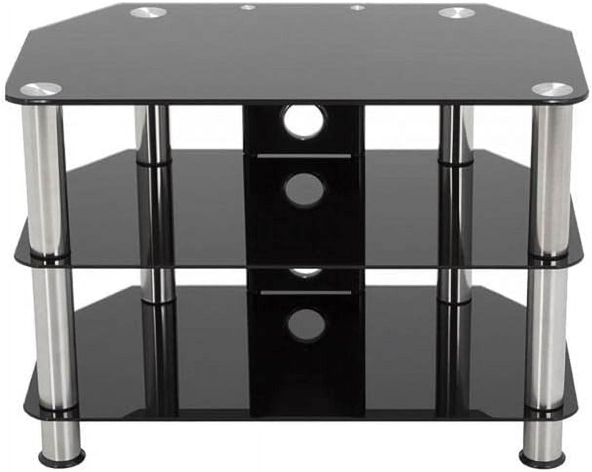 Steel TV Stand with Cable Management for up to 42" TVs in Black/Chrome ...