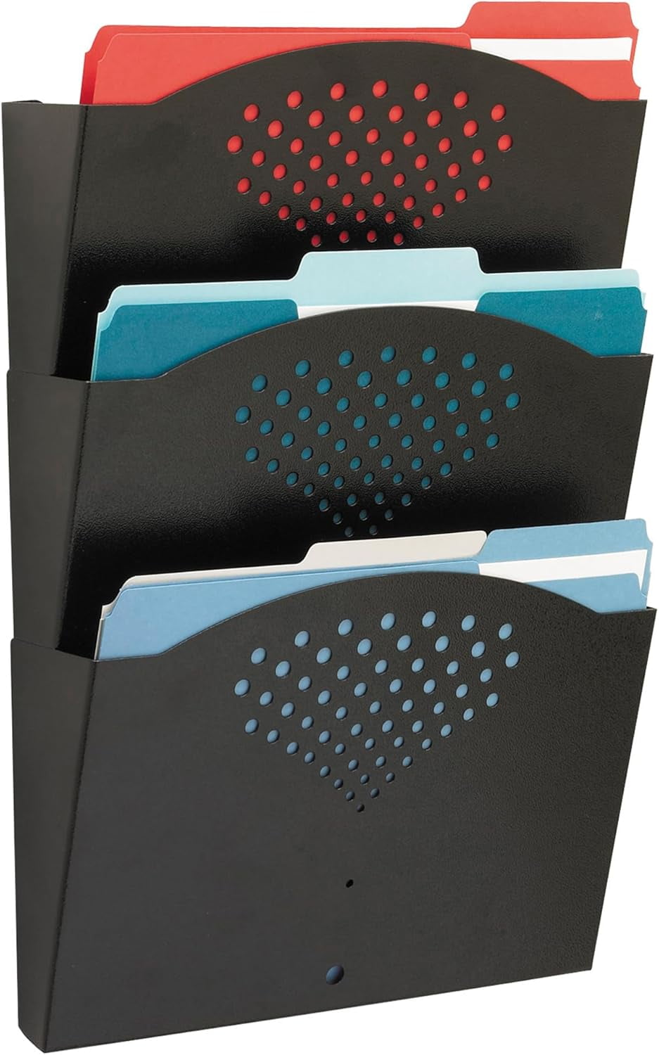 Steel Three Pocket Letter Size Flush Mount Wall Rack , Black Powder ...