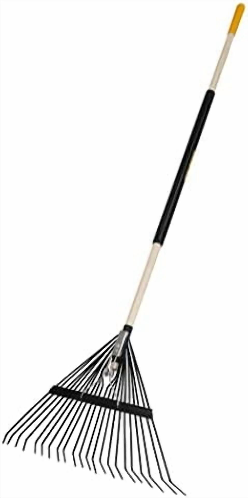 Steel Tine Leaf Rake with Hardwood/Steel Handle for Lawns, Gardening ...
