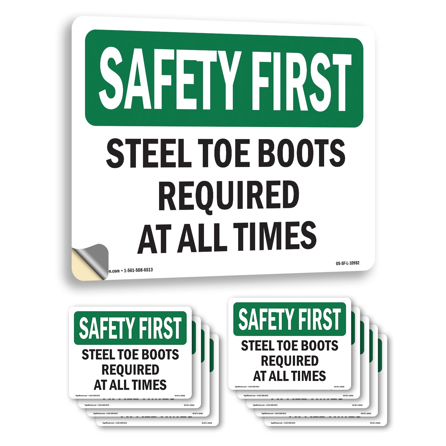 Steel Toe Boots Required At All Times OSHA SAFETY FIRST Vinyl Decal ...