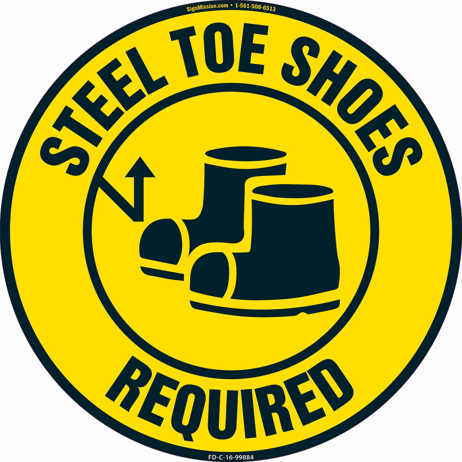 Steel Toe Shoes Required Non-Slip Floor Marker | 16" Circle Vinyl Decal ...