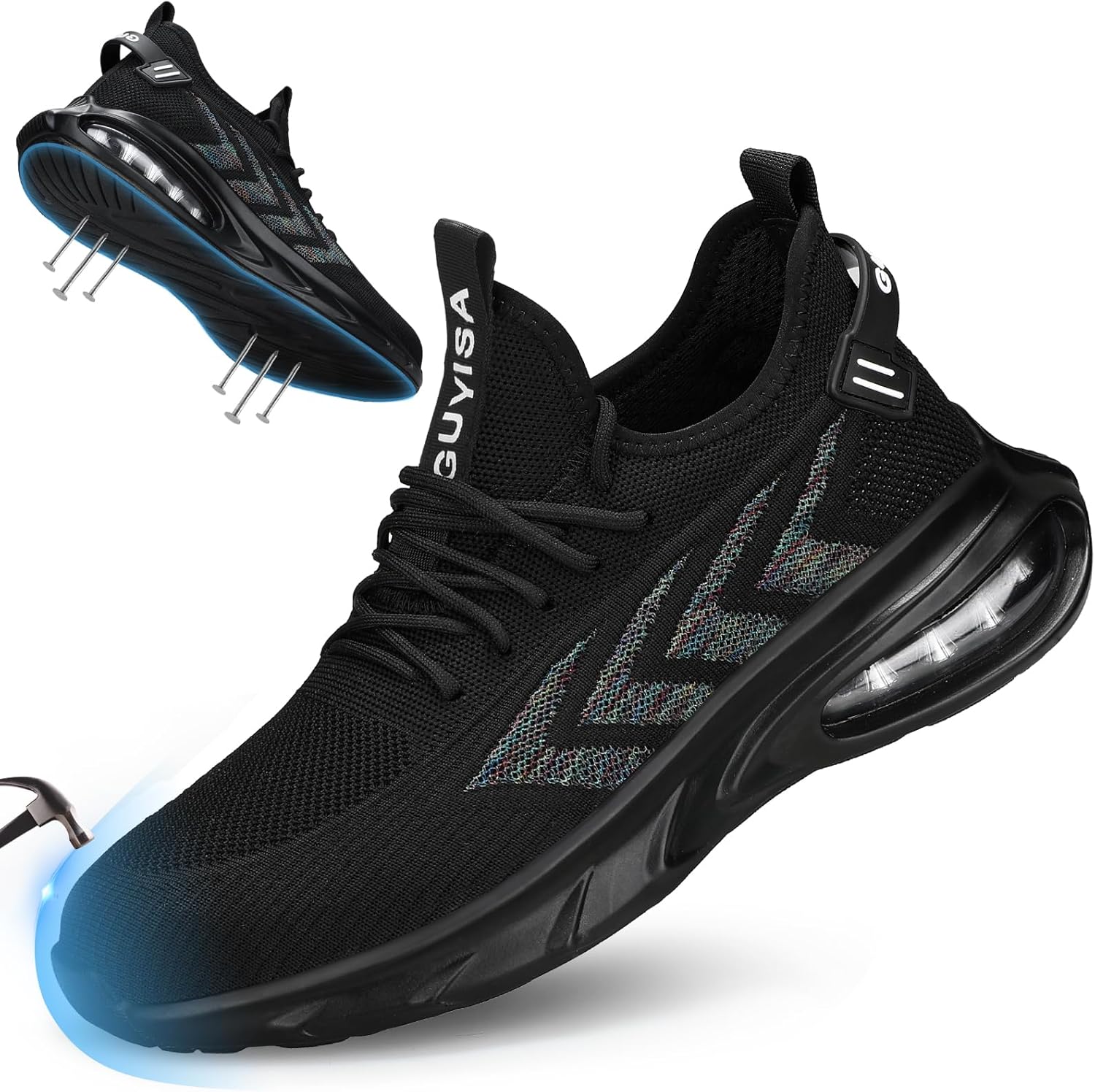 Steel Toe Shoes for Men Black Work Shoes for Men Industrial Safety ...