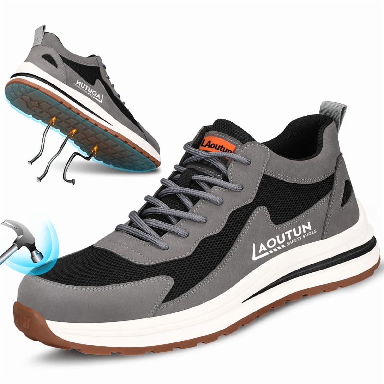 Steel Toe Shoes for Men Work Shoes Safety Shoes Lightweight Puncture ...