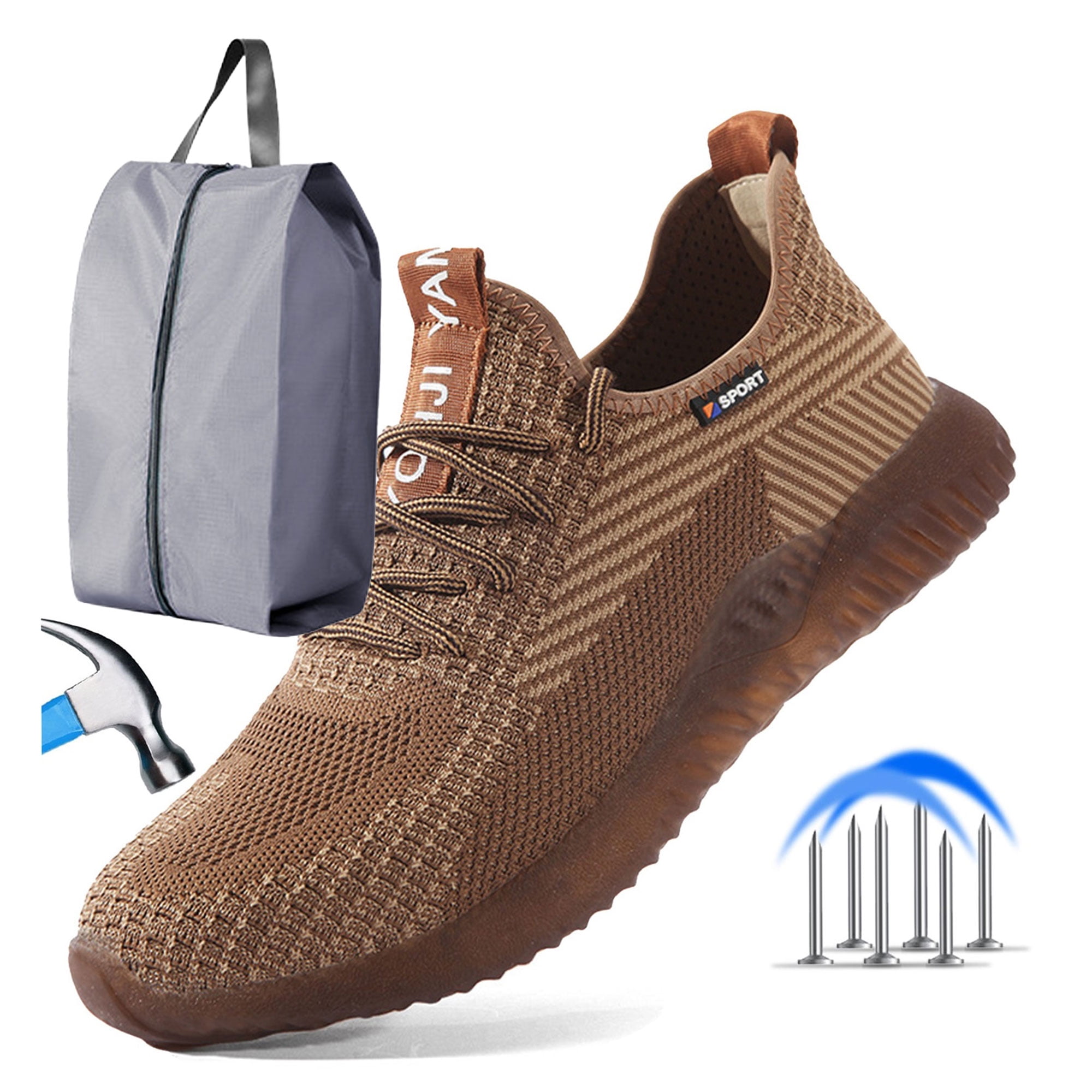 Steel Toe Sneakers for Men - Breathable Mesh Safety Shoes - Lightweight ...