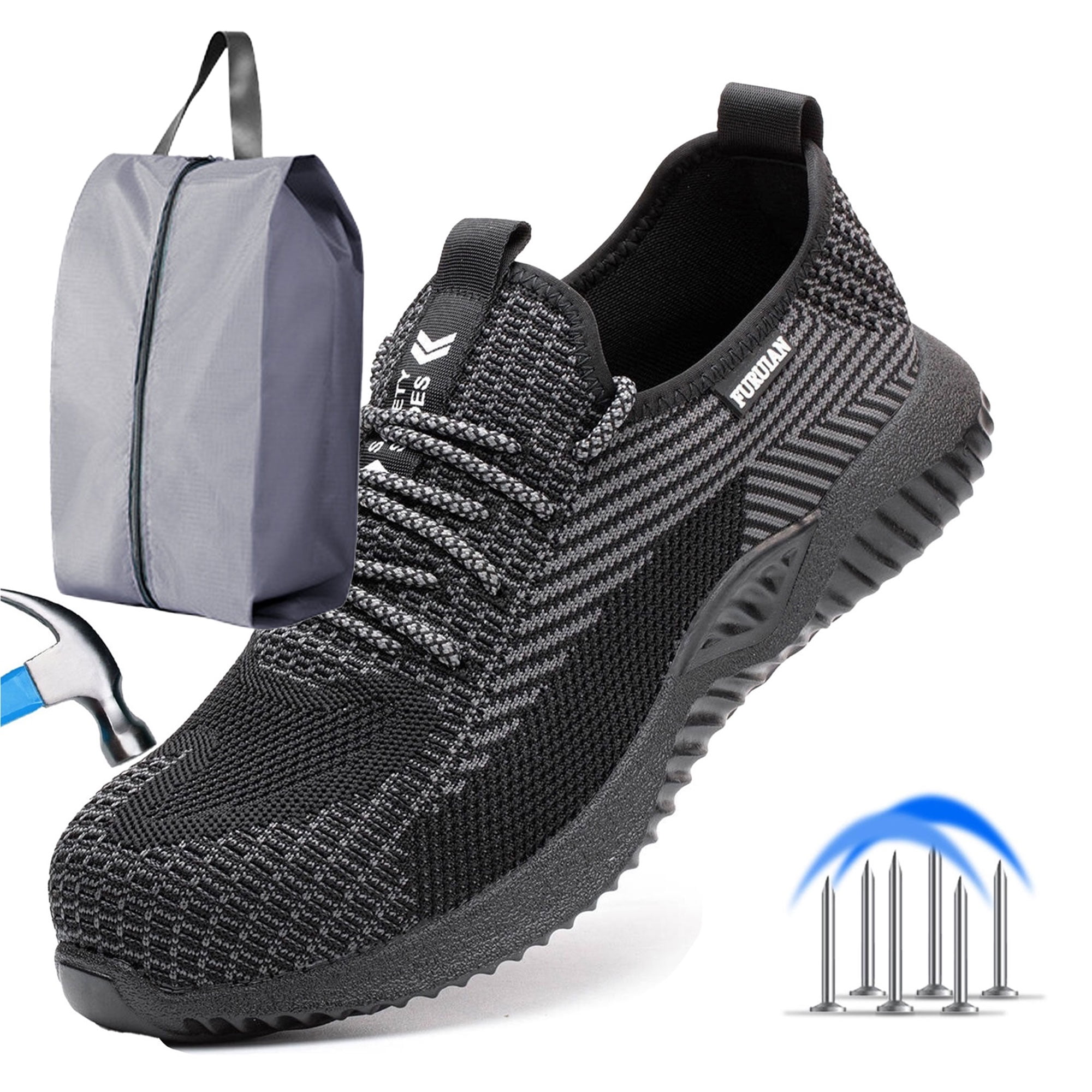 Steel Toe Sneakers for Men - Breathable Mesh Safety Shoes - Lightweight ...