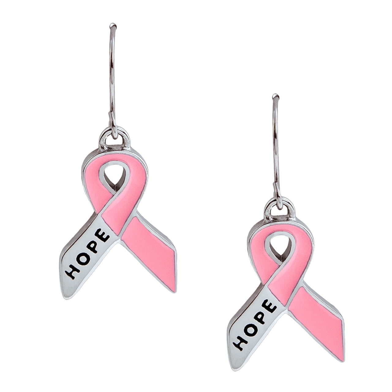 Stainless Steel Pink Ribbon "Hope" Breast Cancer Awareness Dangle ...