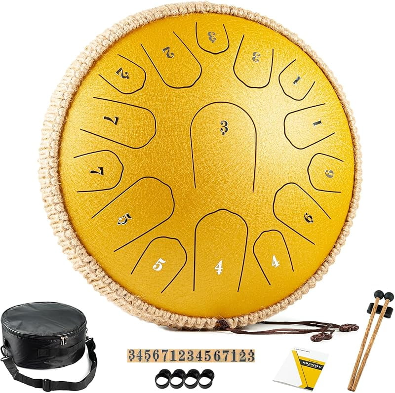 Steel Tongue Drum-33.02cm 15 Notes Tongue Drum-Tabor with Music Book ...