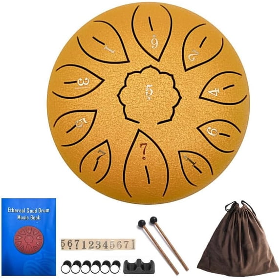 Steel Tongue Drum 6 Inch 11 Notes, G Tone Steel Drum with Carry Bag ...