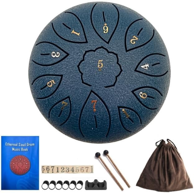 Steel Tongue Drum 6 Inch 11 Notes, Rain Drum with Mallets, Carbon Steel ...