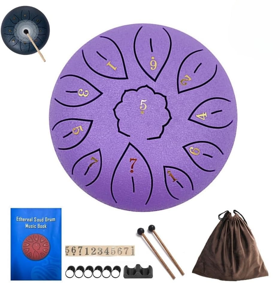 Steel Tongue Drum 6 Inch 11 Notes, Waterproof Hand Pan Rain Drum with 2 ...