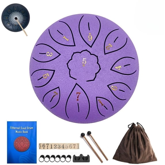 Steel Tongue Drum 6 Inch 11 Notes, Waterproof Hand Pan Rain Drum with 2 ...