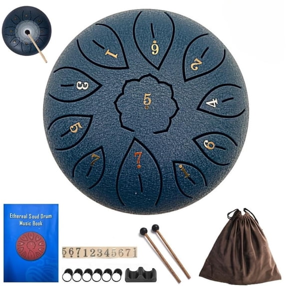 Steel Tongue Drum 6 Inch 11 Notes, Waterproof Hand Pan Rain Drum with 2 ...