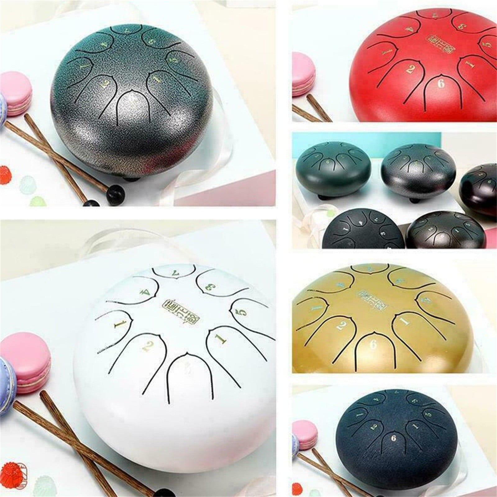 Steel Tongue Drum, 6 Inch 8 Note Rain Drum for Outside, Chakra Drum ...