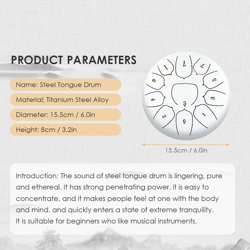 Steel Tongue Drum,Drum Mallet Picks Steel Drum 11 Drum 11 Notes Mallet ...