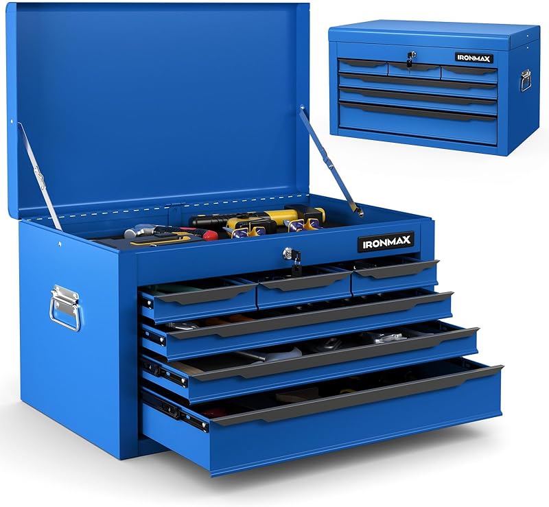 Steel Tool Box, 24'' Metal Tool Box with 6 Drawers, Lockable Heavy Duty ...