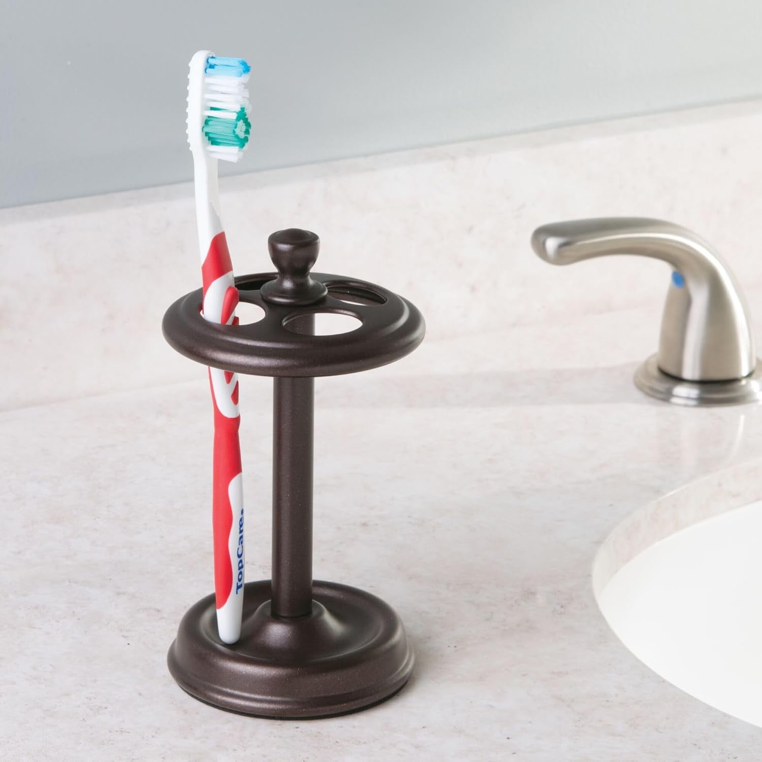 Steel Toothbrush Holder - Four Divided Compartments, 3.25" x 3.25" x 5. ...
