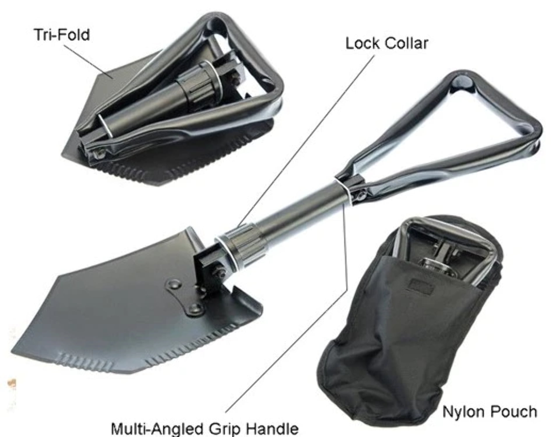 Steel Tri Fold Shovel with Carrying Case - Walmart.com