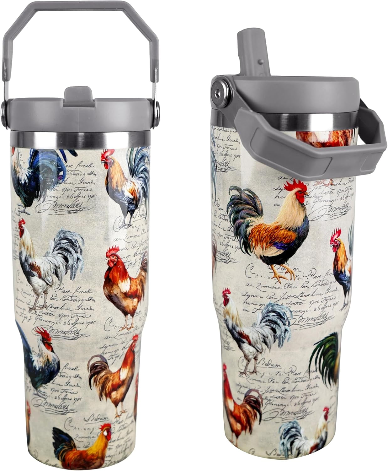 Steel Tumbler with Straw Vertical Handle Ice Flow Flip Tumbler 30 oz ...