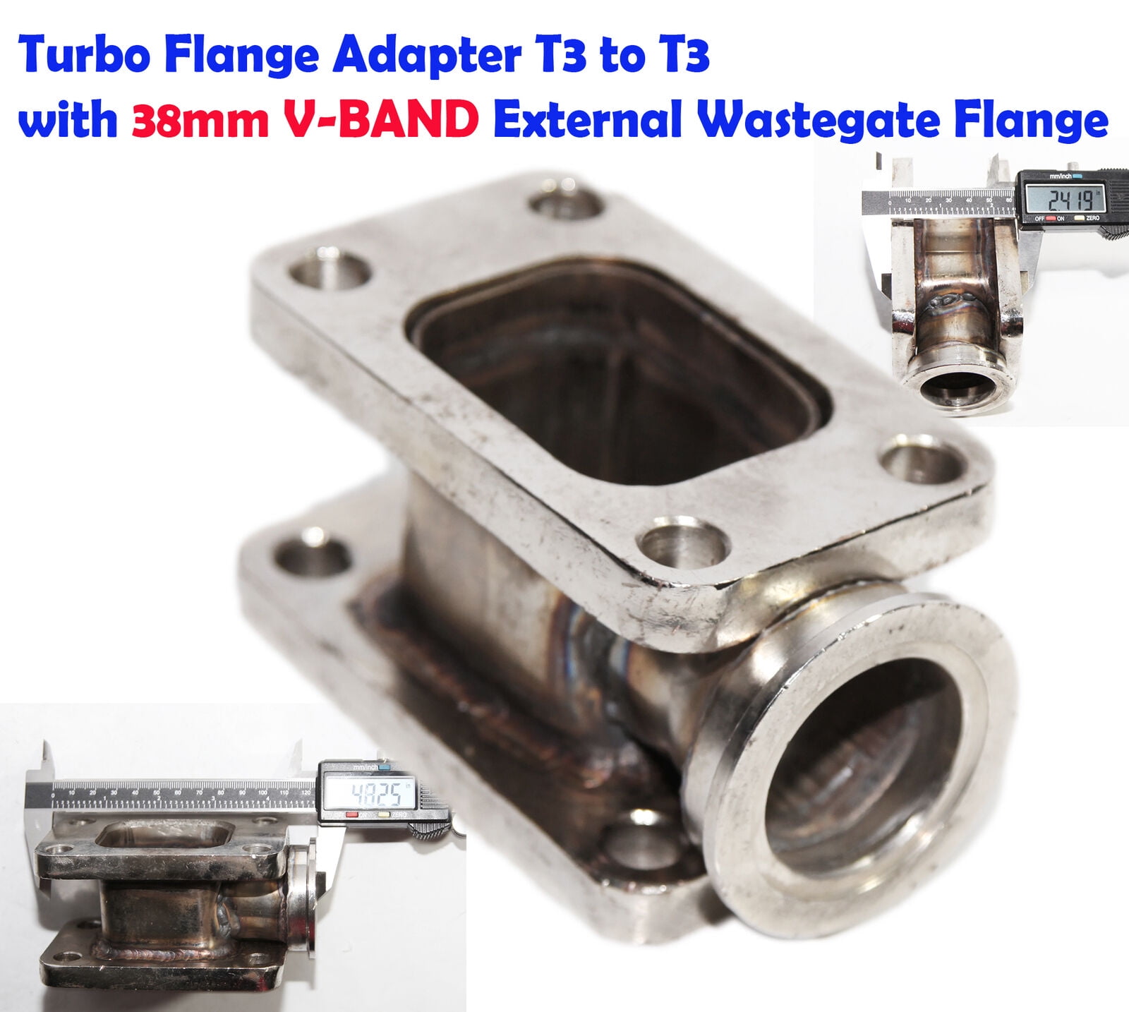 Steel Turbo Manifold Flange T3 to T3 Adapter Conversion w/38mm V-BAND ...