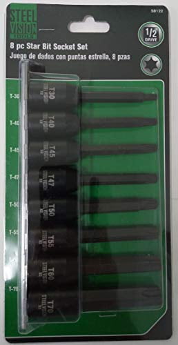 Steel Vision 58122 8pc Star Bit Socket Set 1/2" Drive - Walmart.com