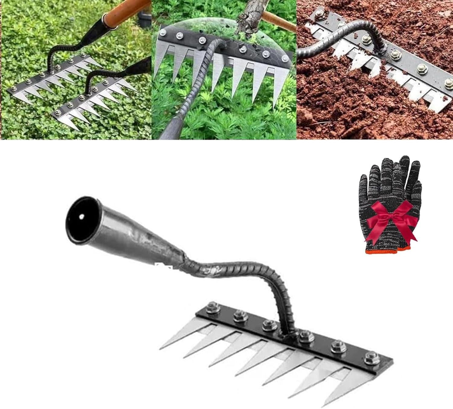 Steel Weeding Rake, Iron Rake for Gardening and Weeding, Detachable ...