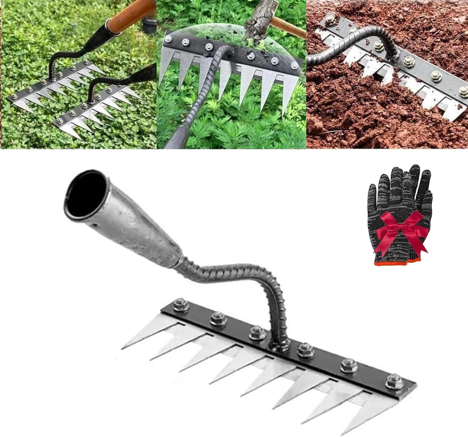 Steel Weeding Rake, Iron Rake for Gardening and Weeding, Detachable ...