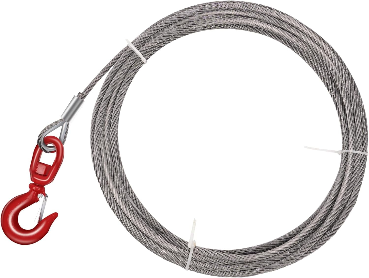 Steel Winch Cable,3/8" x 50' Wire Rope with Swivel Hook,17637 Lbs ...
