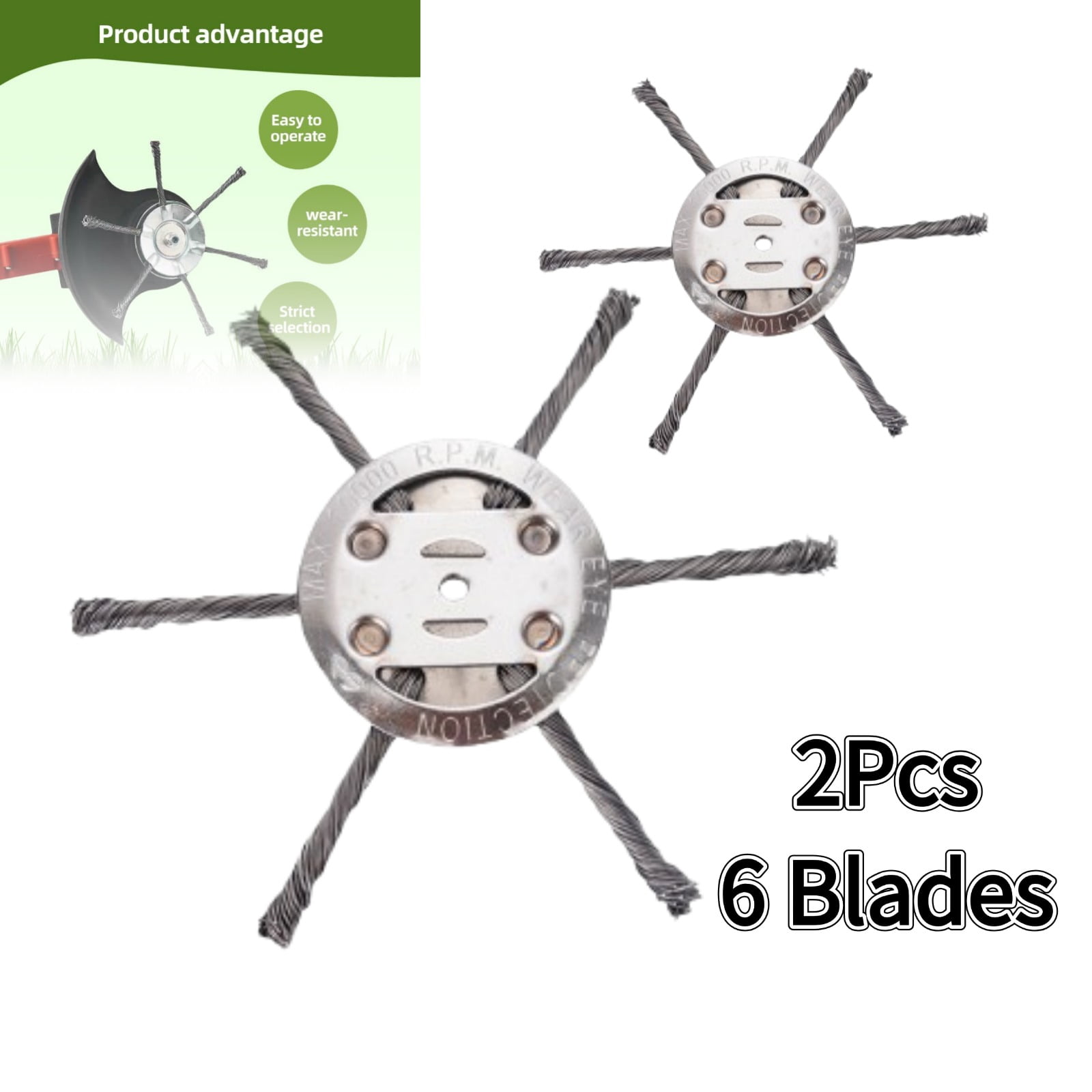 Steel Wire Brush Cutter Trimmer Head, 6Inch Unbreakable Wired Trimmer ...