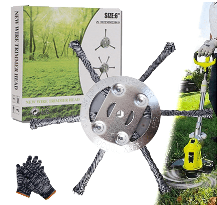 Steel Wire Brush Cutter Trimmer Head, 8Inch Unbreakable Wired Trimmer ...