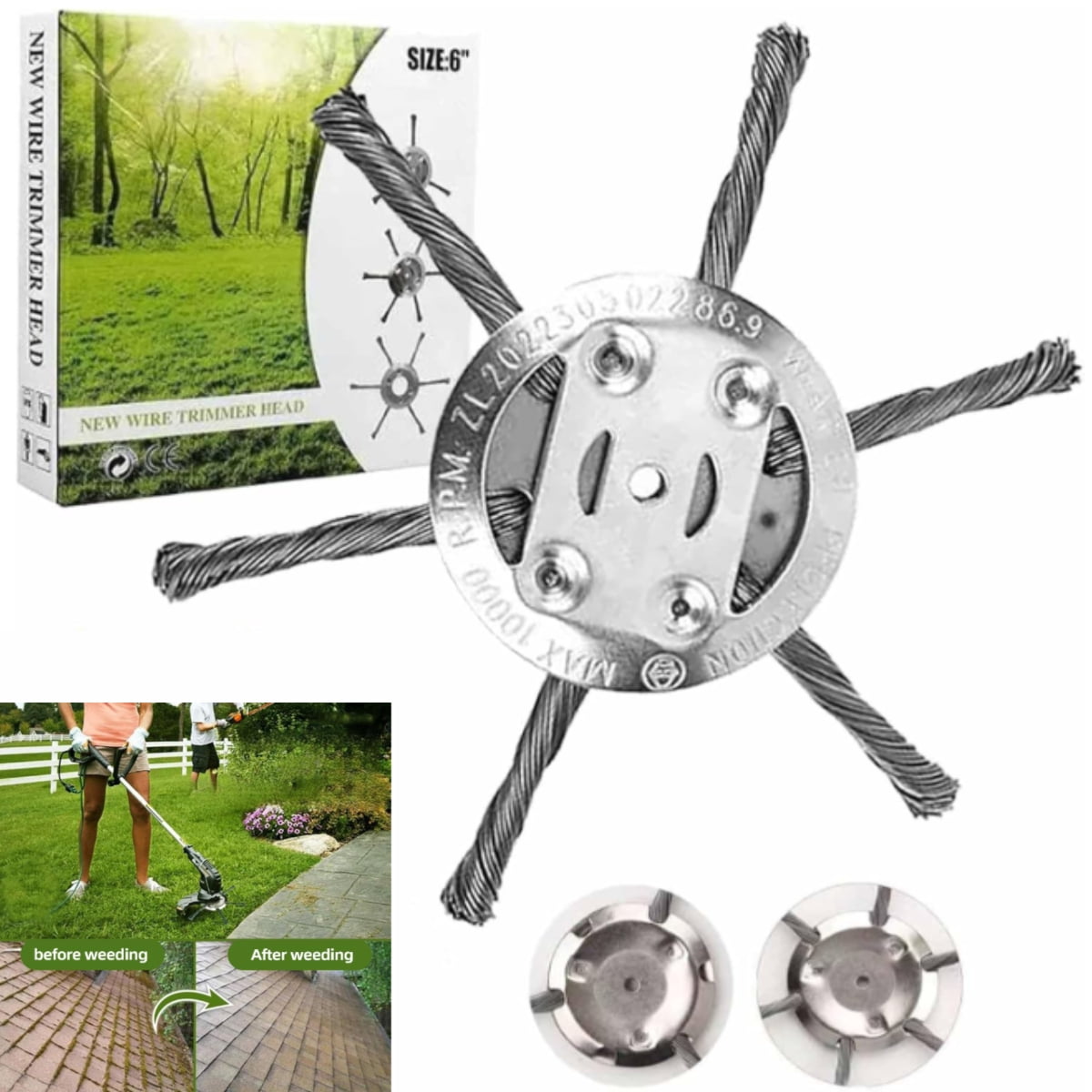 Steel Wire Grass Trimmer Head, 6 Inch Universal Steel Wire Trimmer Head ...
