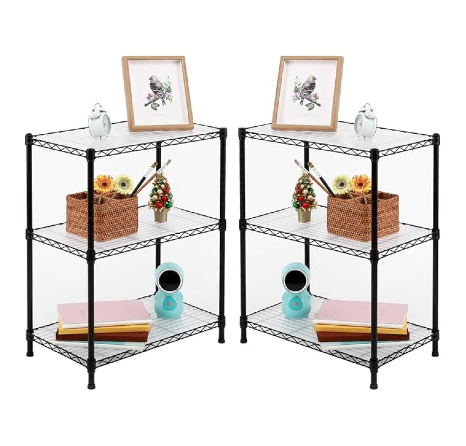 Steel Wire Shelving Units 2-Pack - Heavy Duty 3-Shelf Rack - 23.6''W x ...