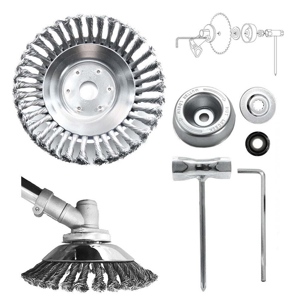Steel Wire Wheel Brush Cutter Weed Eater Trimmer Head with Adapter Kit ...