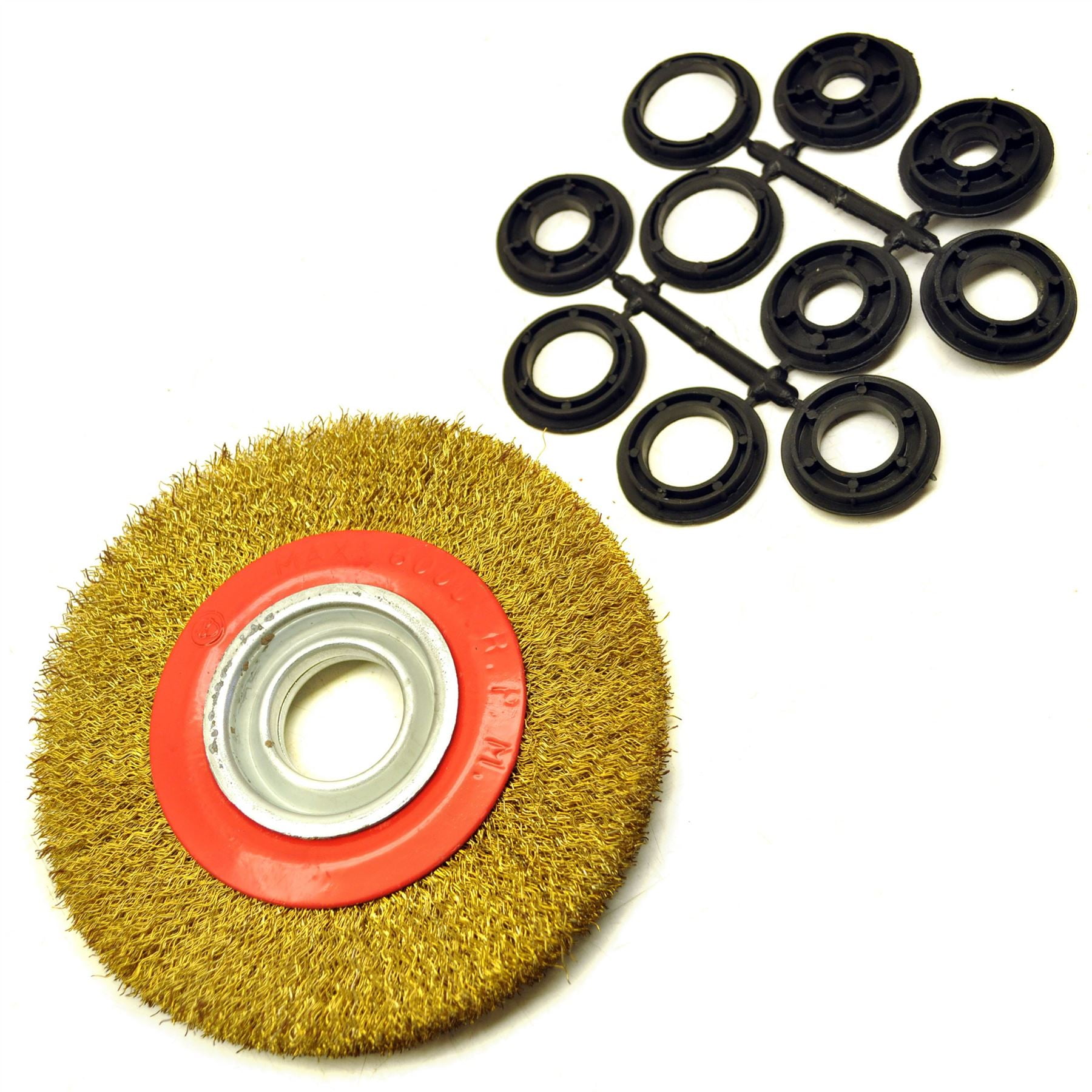 Steel Wire Wheel / Brush with shaft adapters for 6" and 8" Bench ...