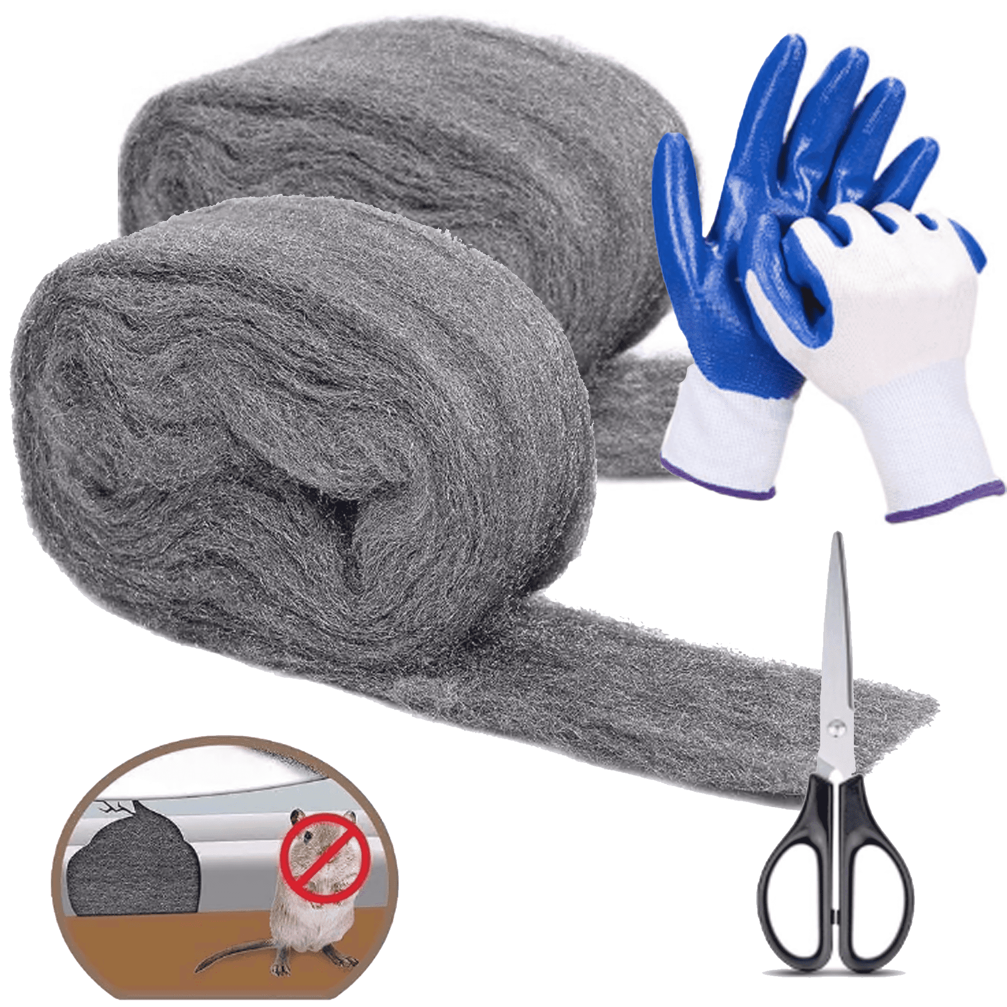 Steel Wool for Mice Control - 2 Pack of 3"×13Ft Steel Wool, Gap Filter ...