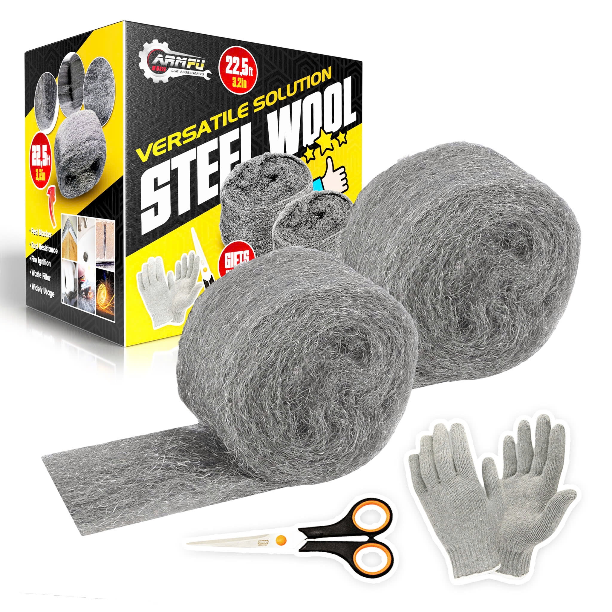 Steel Wool Mice Fabric Roll Control with One Pair of Gloves & Scissor ...