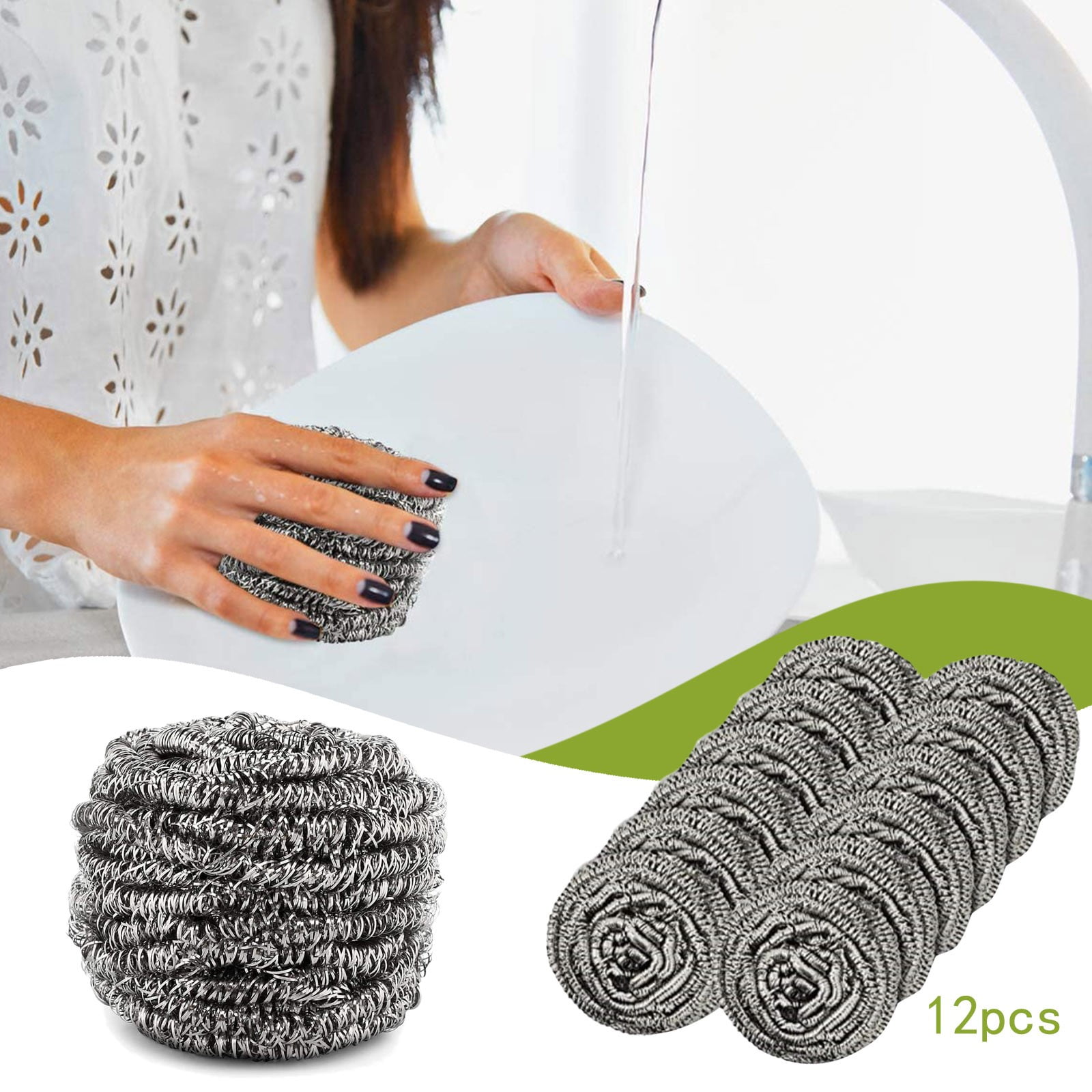 Steel Wool Scrubber, 12PC Stainless Steel Wire Cleaning Kitchen Store ...