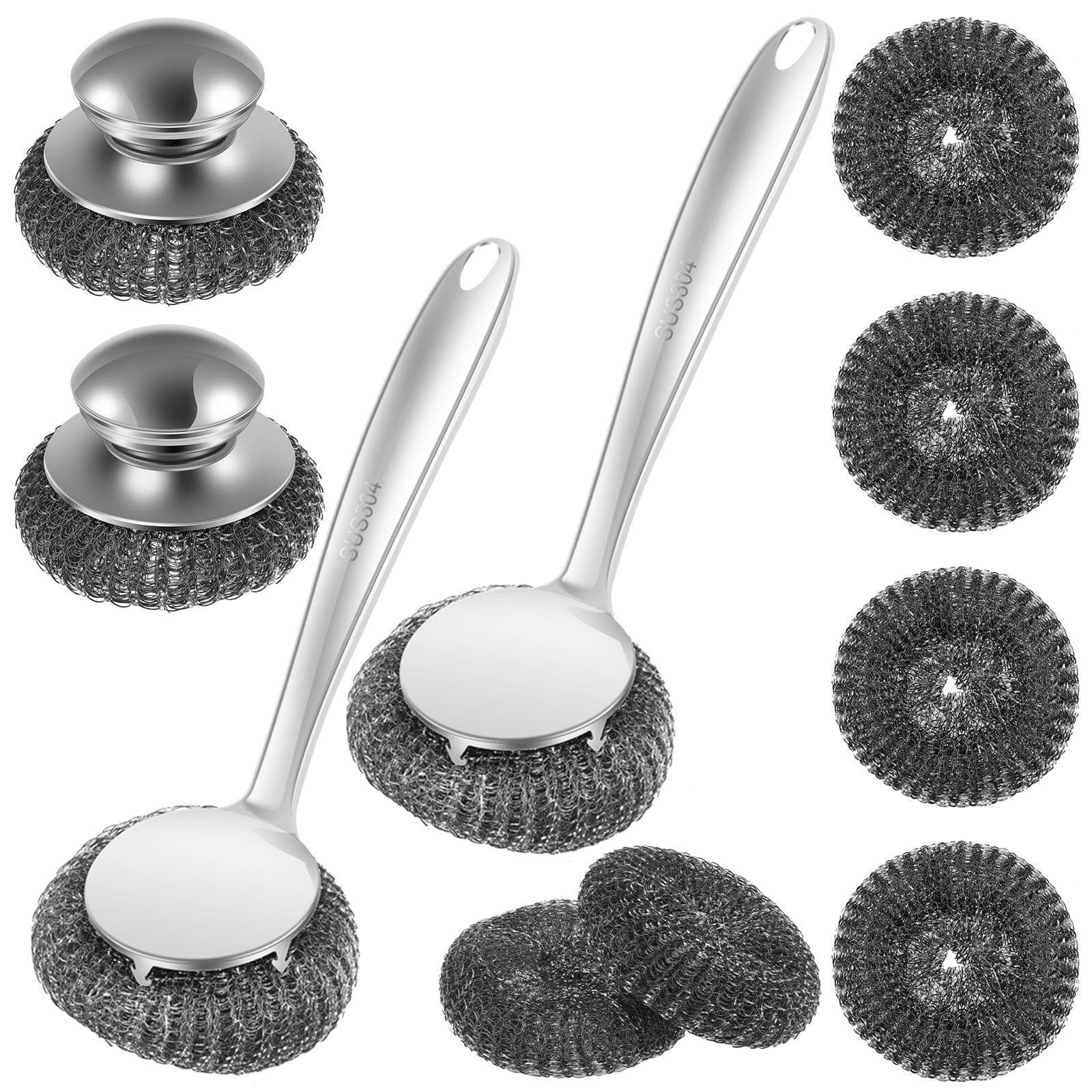 Steel Wool Scrubber Detachable Stainless Steel Scrubber Ergonomic ...