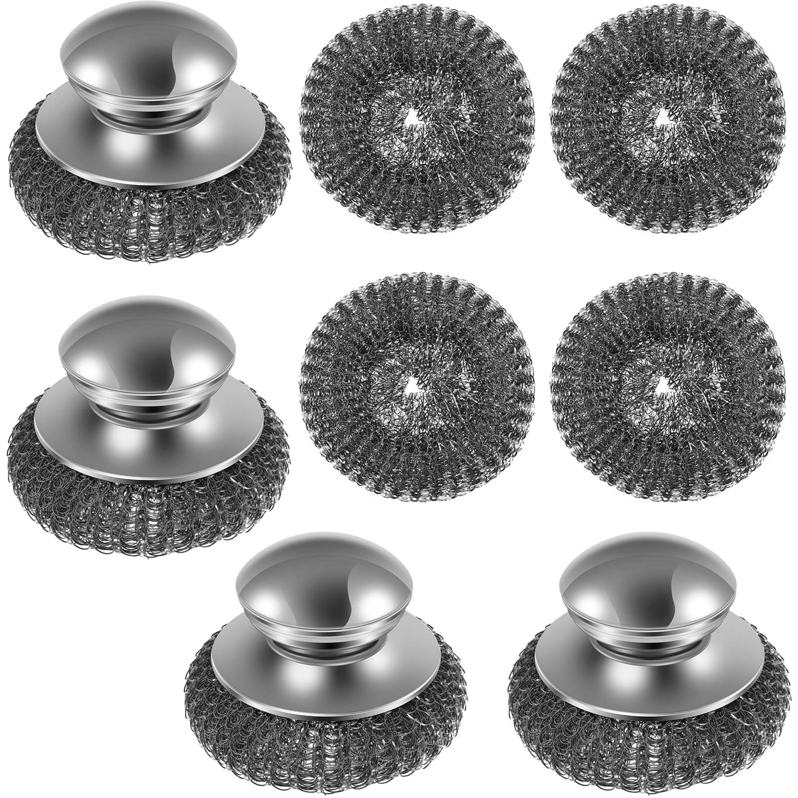 Steel Wool Scrubber with Replacement Wire Pads Set Replaceable Steel ...