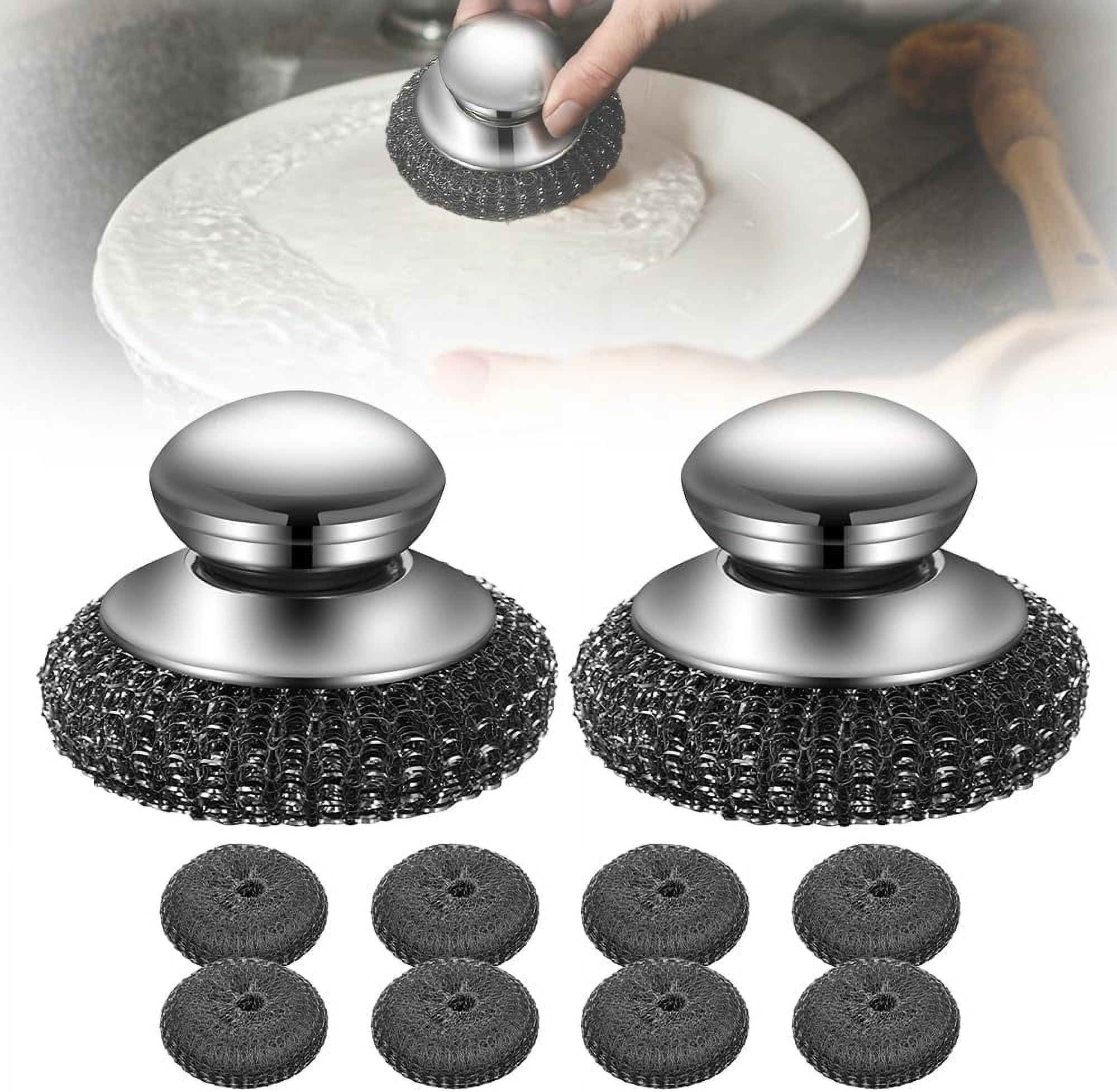 Steel Wool Scrubber,Upgraded Stainless Steel Wool Scrubber with Handle ...