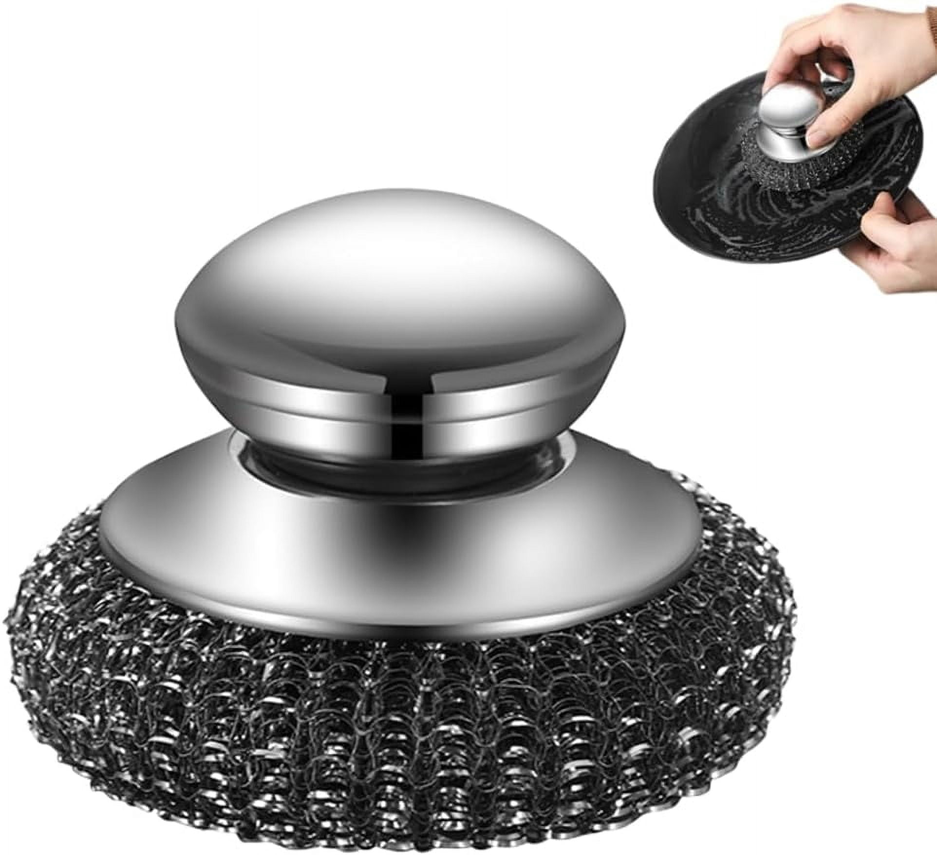 Steel Wool Scrubber with Handle, Upgrade Heavy Duty Stainless Steel ...