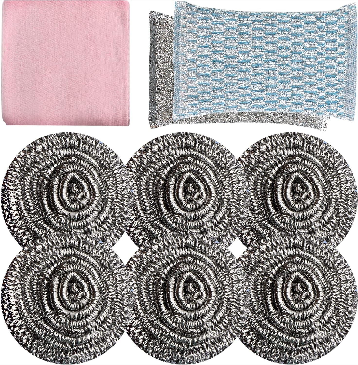 Steel Wool Scrubbers - Flexible Scrubber Pads for Cleaning Dishes, Pots ...