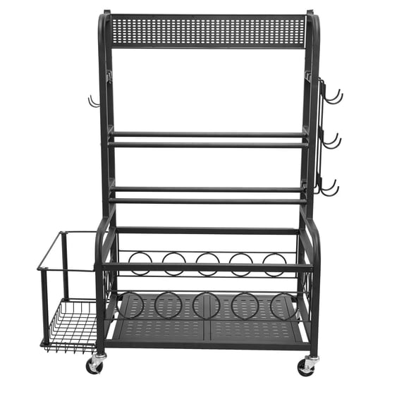 Steel Yoga Mat Rack with Wheels & Hooks - Adjustable Home Gym Organizer ...