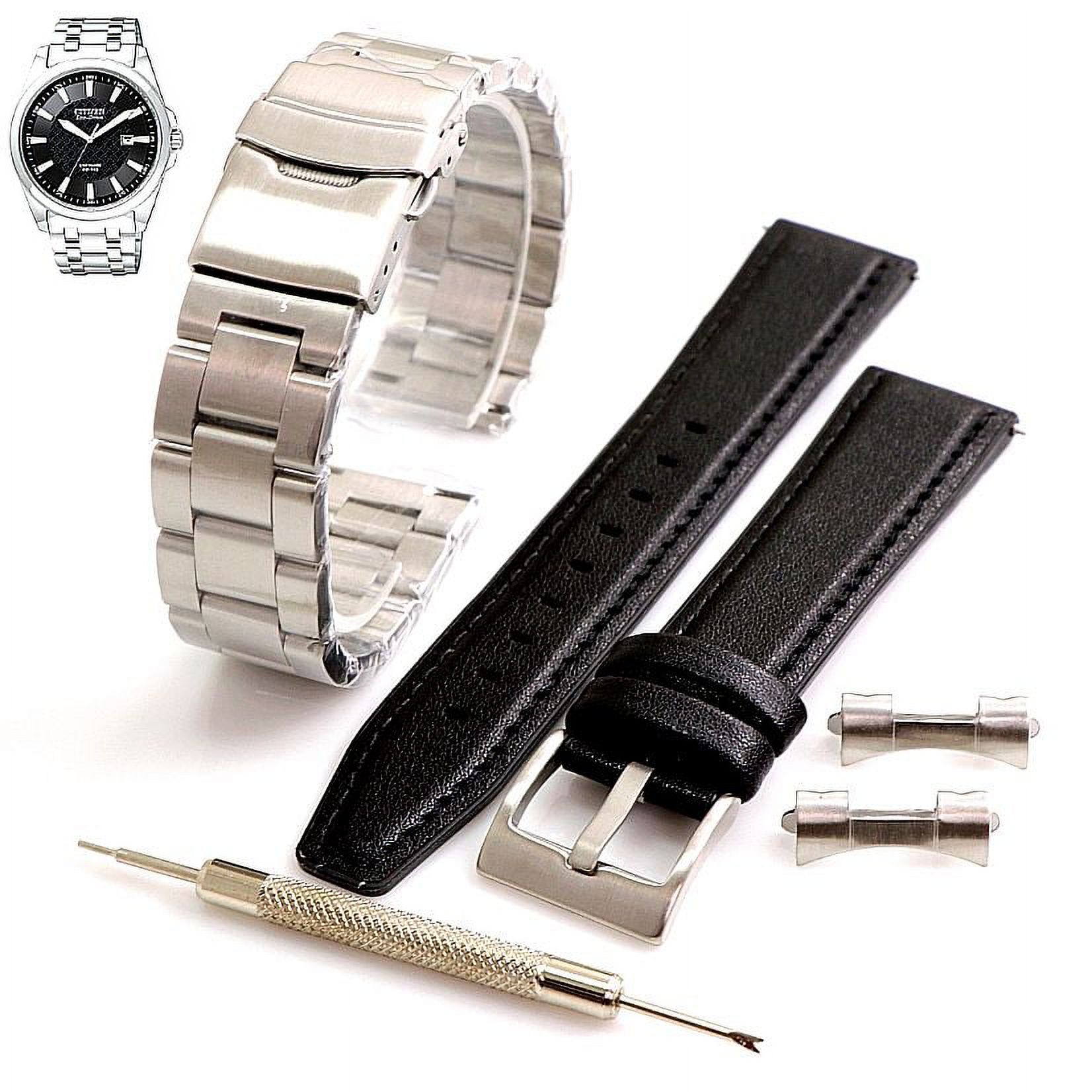 Steel and Leather Replacement Watch Band Fits Citizen BM7100-59E E111 ...