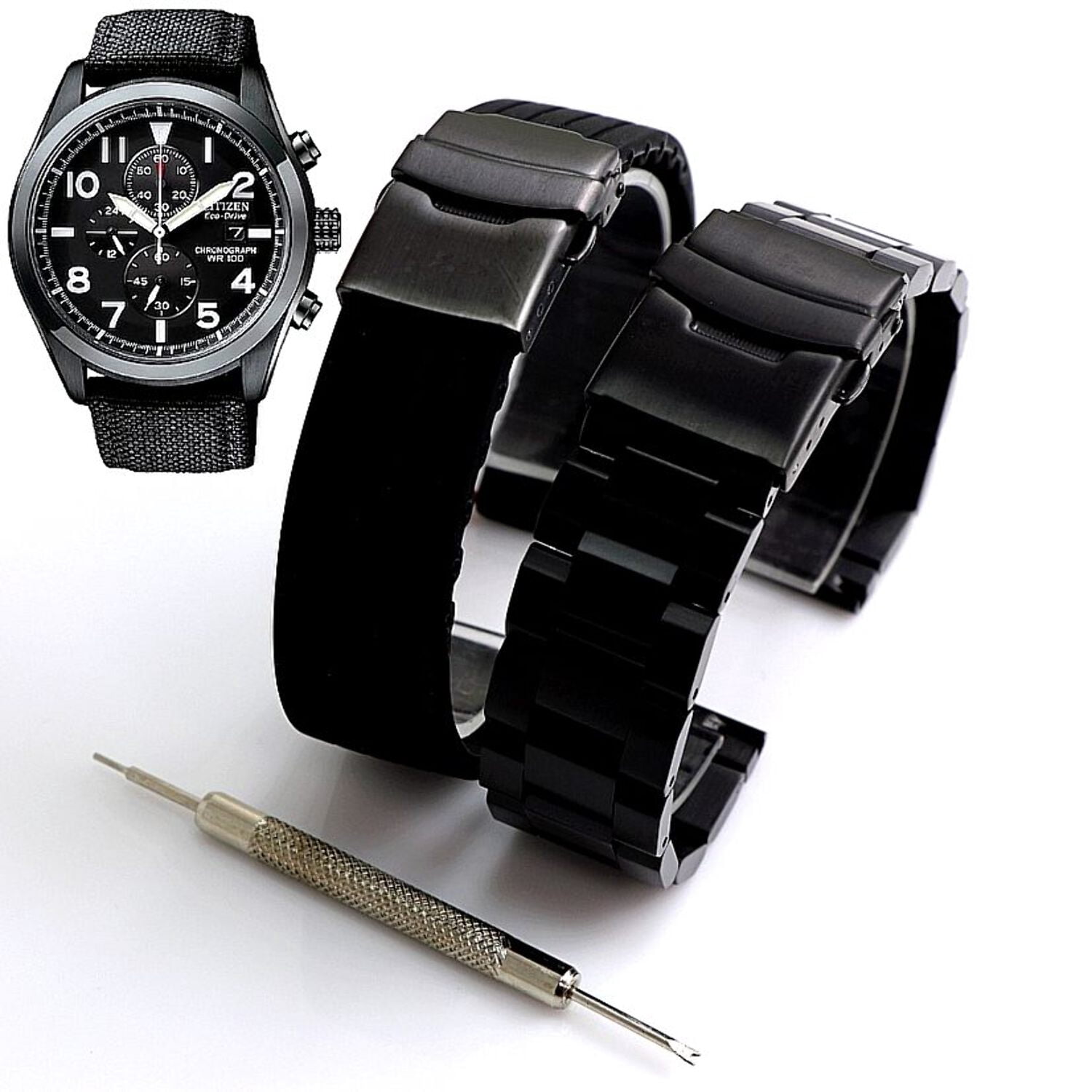 Steel and Silicone Replacement Watch Band Fits Citizen CA0255-01E ...