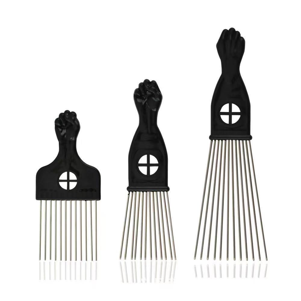 Steel needle comb men's oil head comb hair pick comb double-sided metal ...