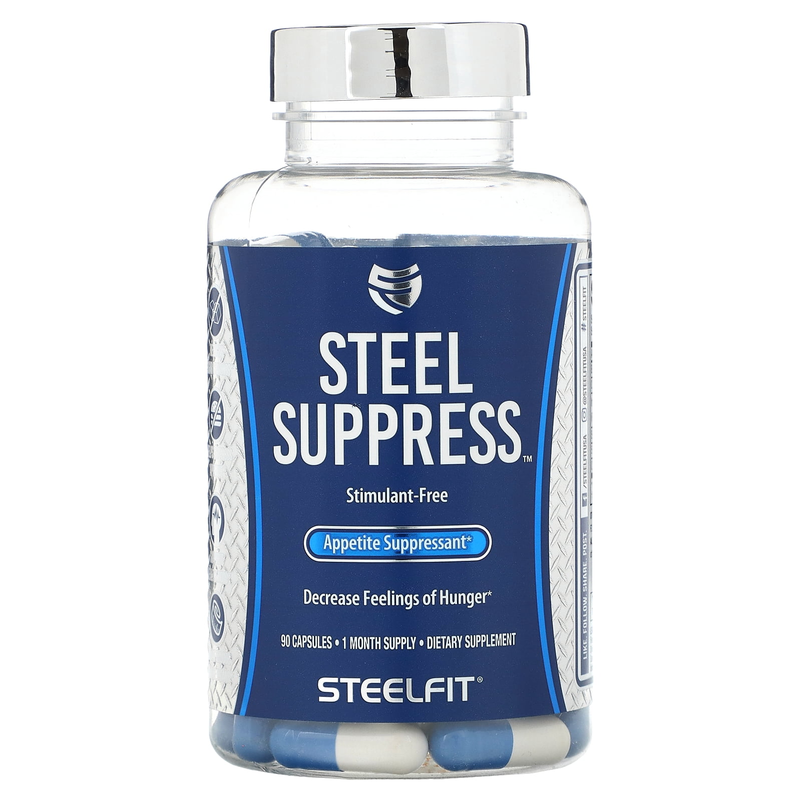 SteelFit Steel Suppress, Appetite Suppressant, 90 Capsules - Walmart ...