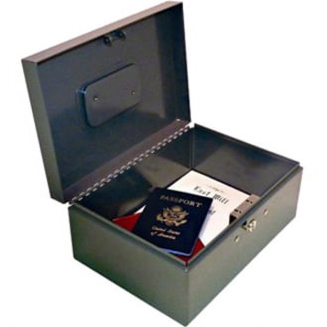 SteelMaster Locking Heavy-Duty Security Box, Tumbler Lock, Gray ...
