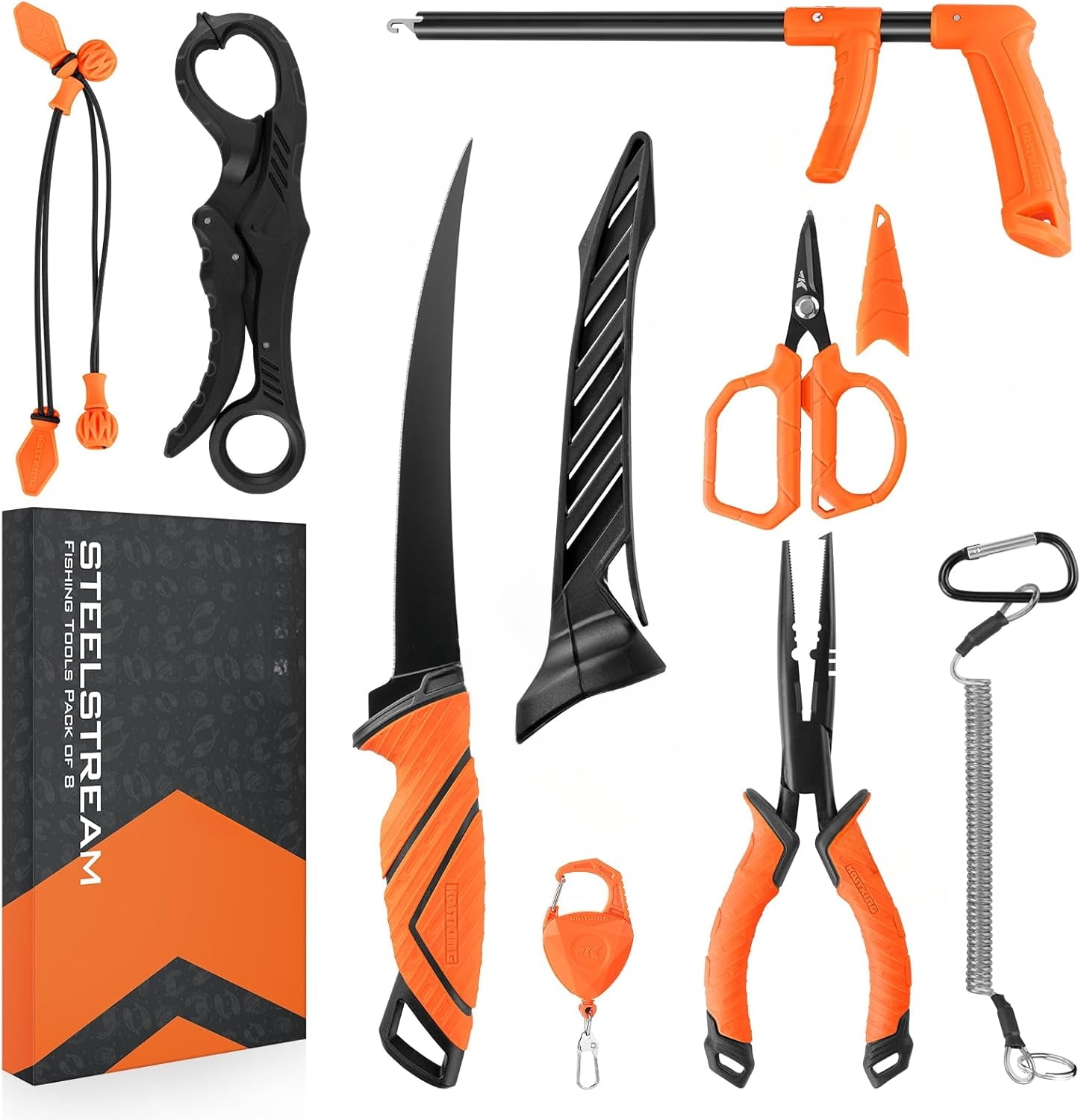 SteelStream 8pc Fishing Tool Kit - Fishing Pliers with Lanyard, Fillet ...