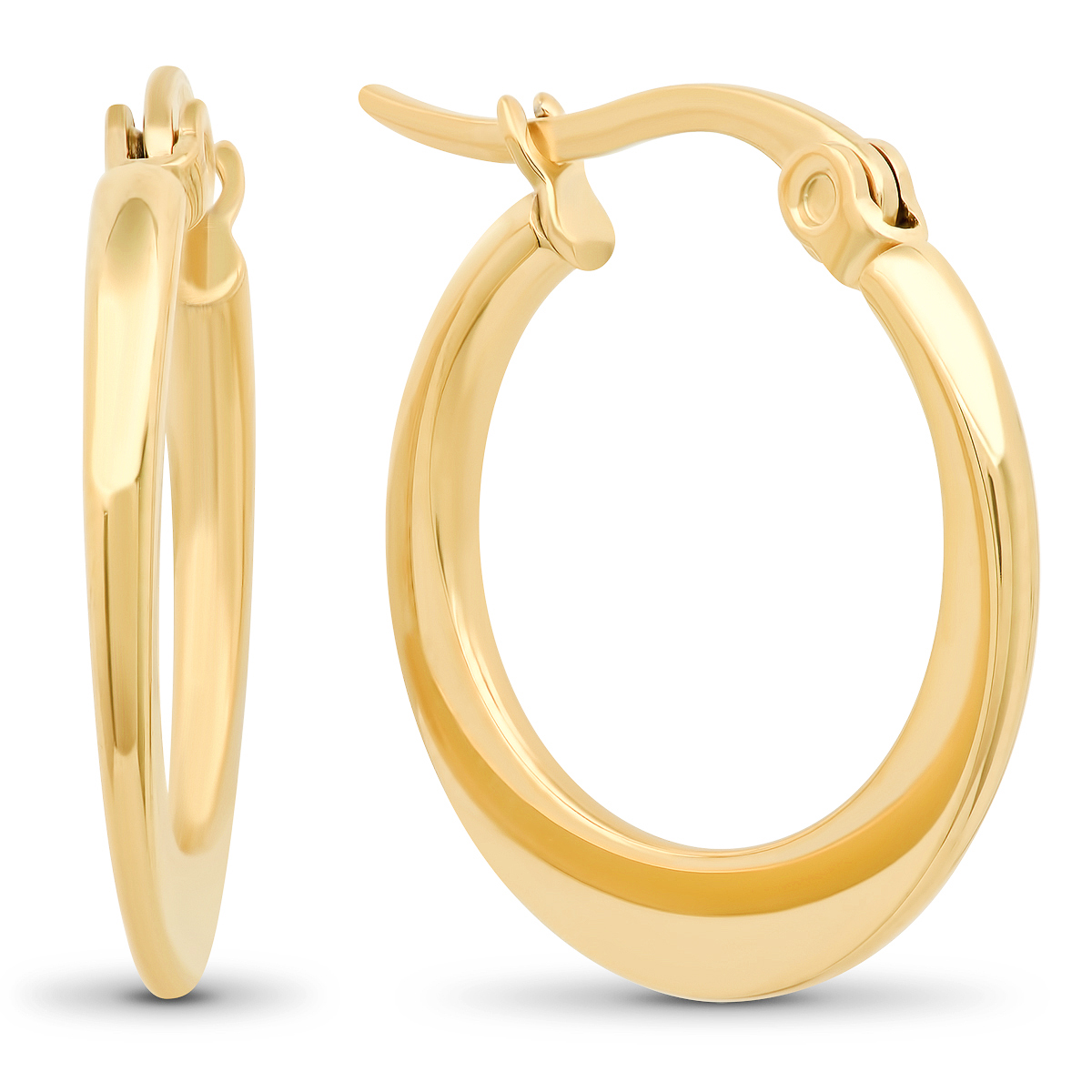 SteelTime 18K Gold Plated Flattened Bottom Hoop Earrings For Women ...