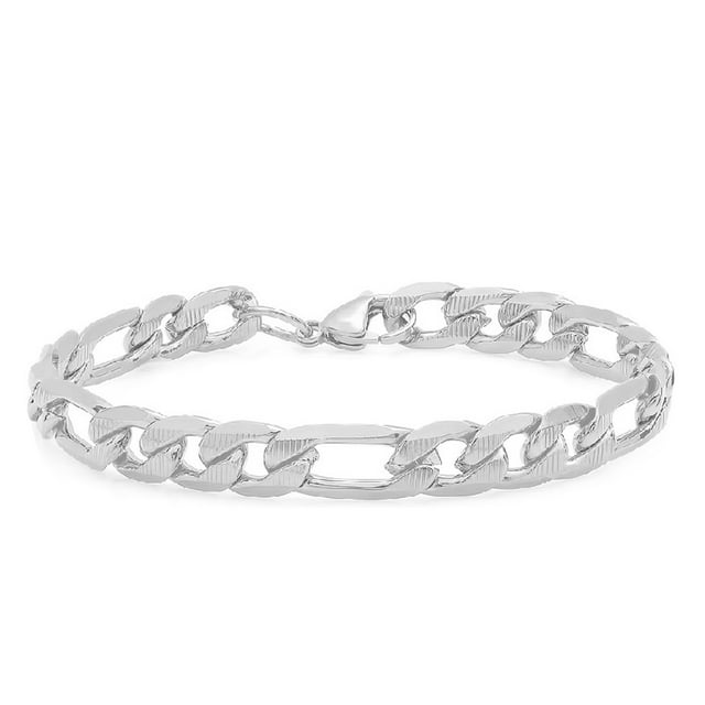 SteelTime Men's Stainless Steel Figaro Chain Link Bracelet ...
